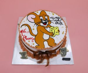 Bánh sinh nhật vẽ hình chuột jerry ôm phô mai đáng yêu tặng bé trai ...